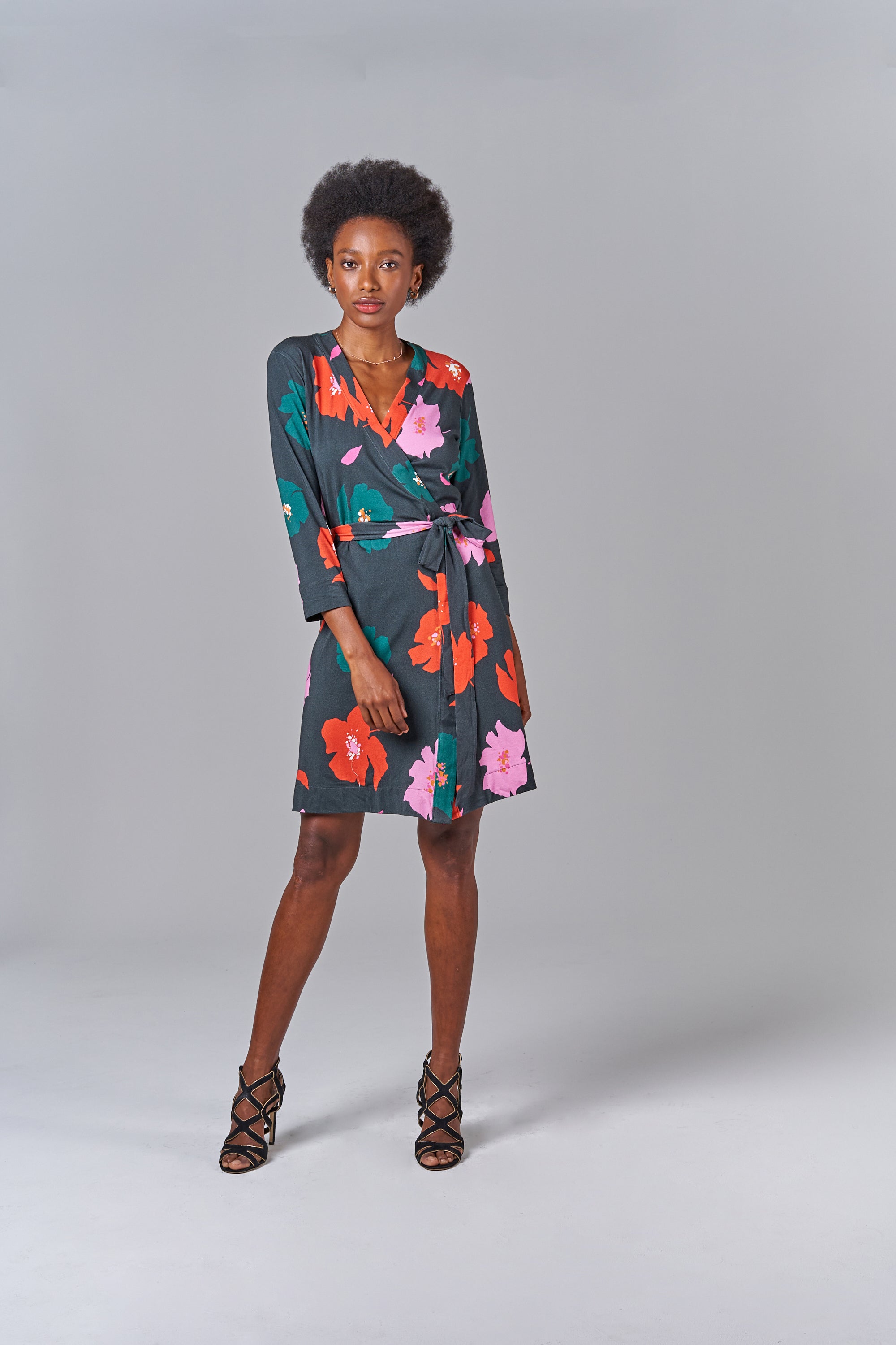 Rachel Wrap Dress | Evergreen Poppies – Tucker